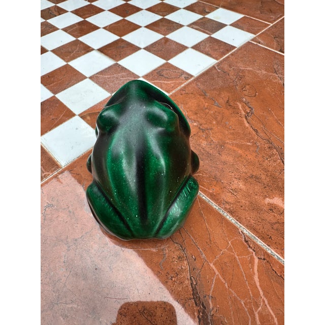 1970s Green Painted Ceramic Frog Ashtray | Chairish