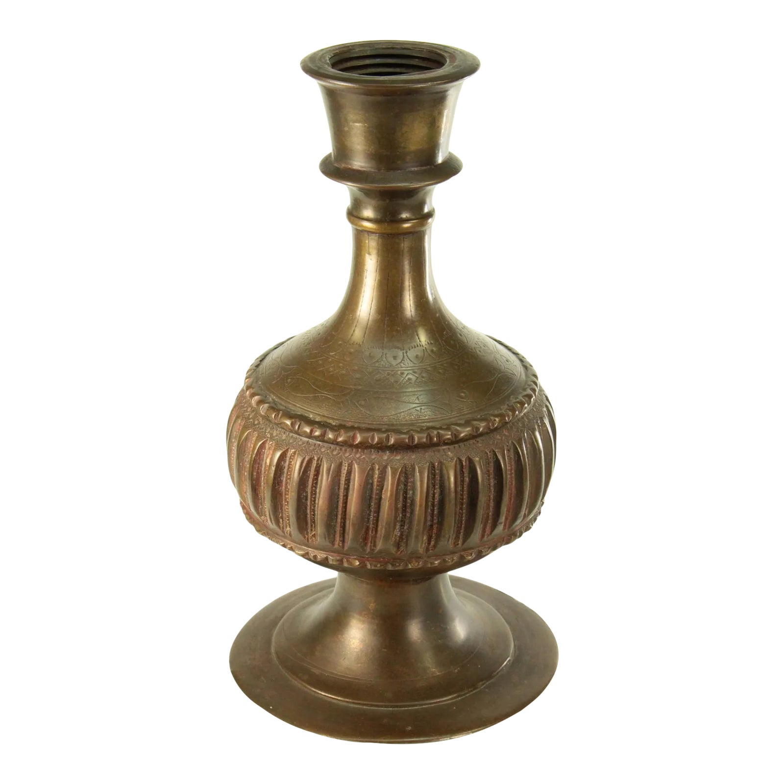 18th Century Brass Mughal India Hookah Vase | Chairish