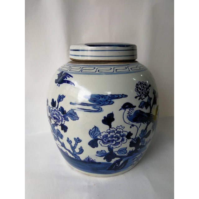 Chinese Blue and White Porcelain Birds and Flower Ginger Jar With Lid ...