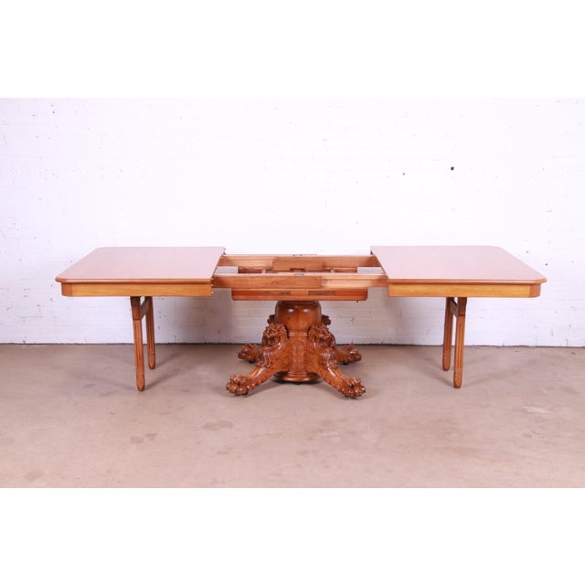 R. J. Horner Antique Victorian Oak Pedestal Dining Table With Carved ...
