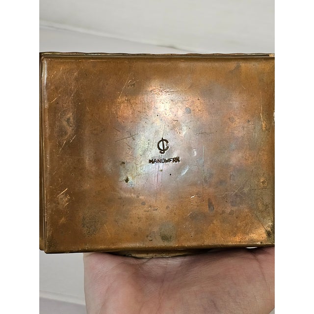 Antique Arts and Crafts European Small Copper Box With Enameled Floral ...