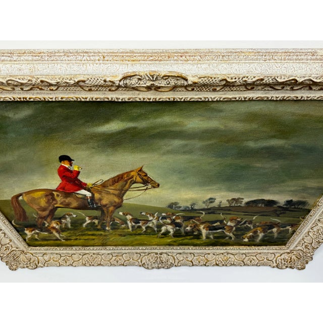 British Oil Painting Red Coat Huntsman With Hound Dogs Fernie Hunt by ...