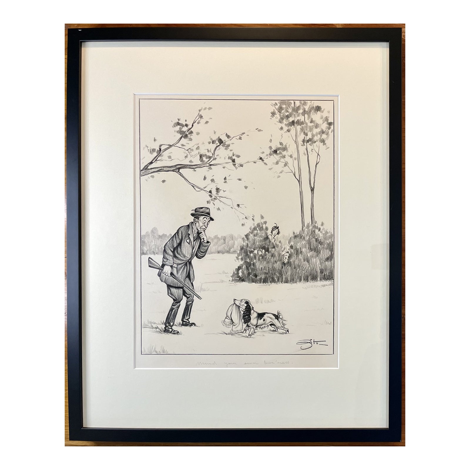 1950s Original Dog Drawing by Vincenzo Zito, Framed | Chairish