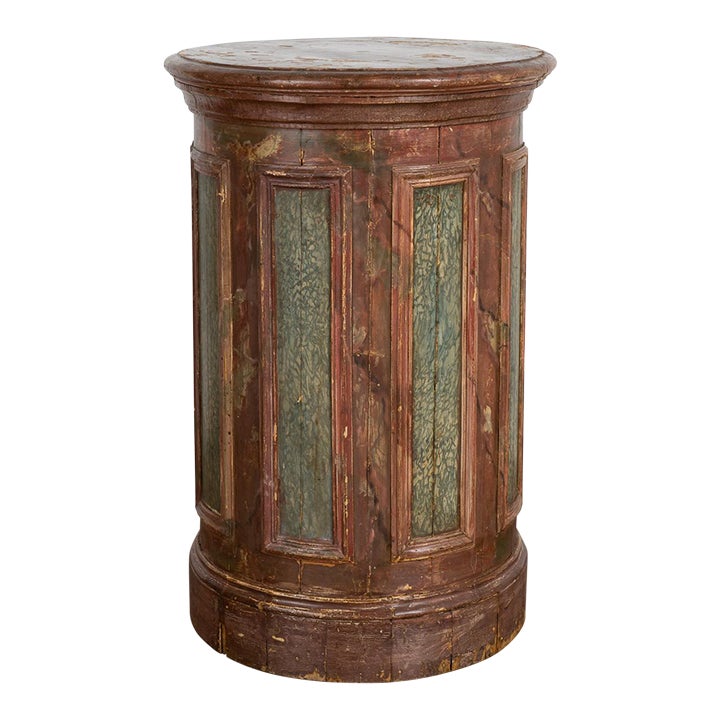 Antique Red Painted Wood Display Pedestal From Sweden, Circa 1840-60 ...