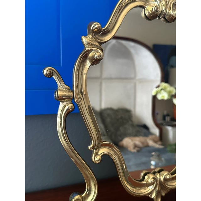 1970s Rococo Brass Vanity Mirror | Chairish