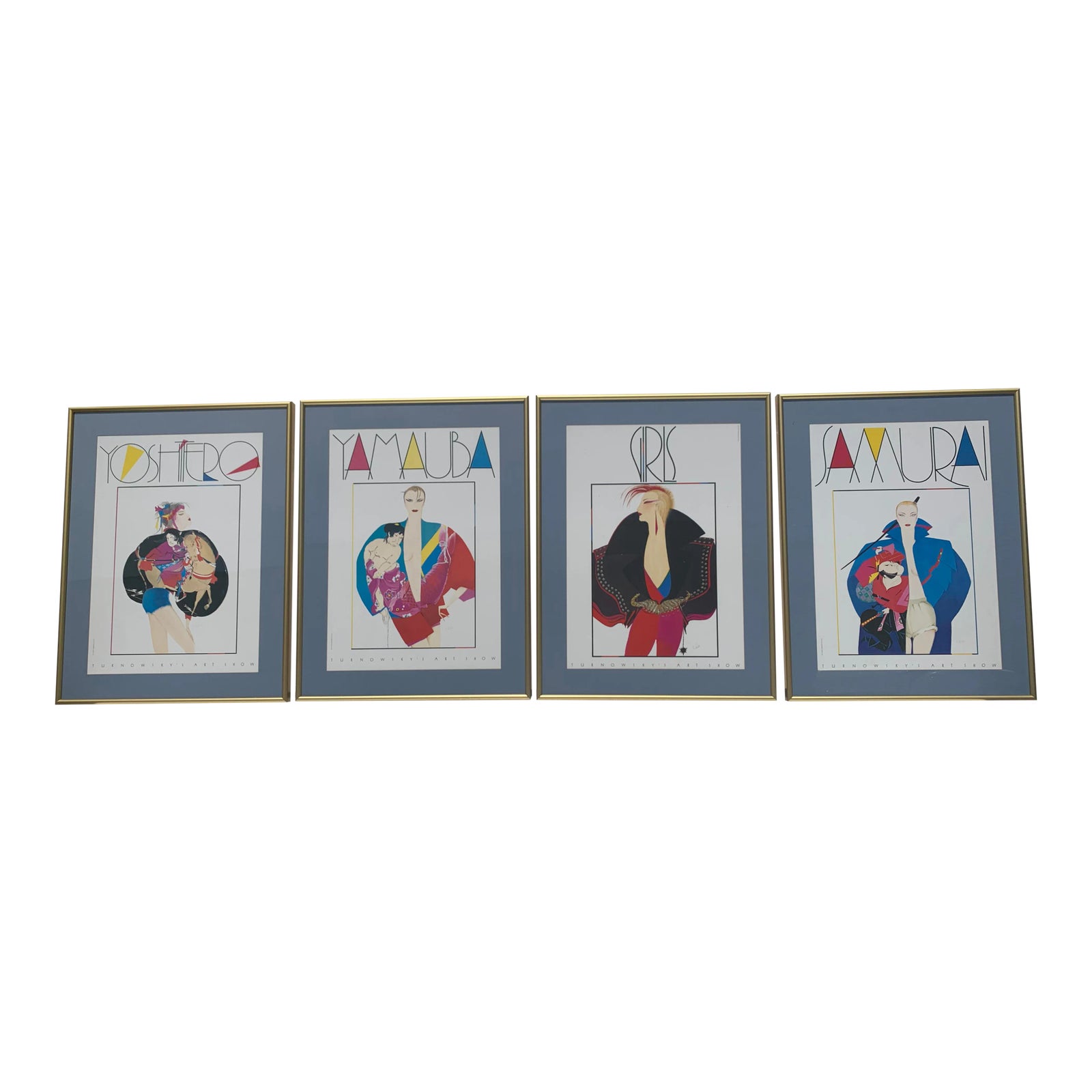 Turnowsky’s Art Show Japanese Framed Artwork - Set of 4 | Chairish