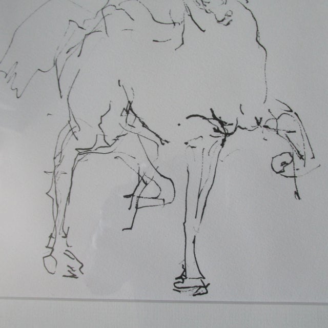 Circa 1990s Framed and Matted Ink on Paper Drawing of Horse | Chairish