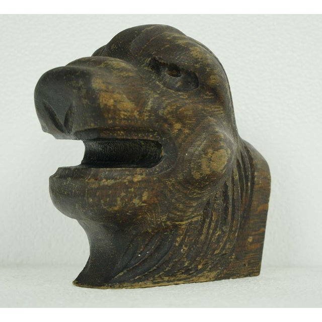 Late 20th Century Hand Carved Chestnut Animal Head | Chairish