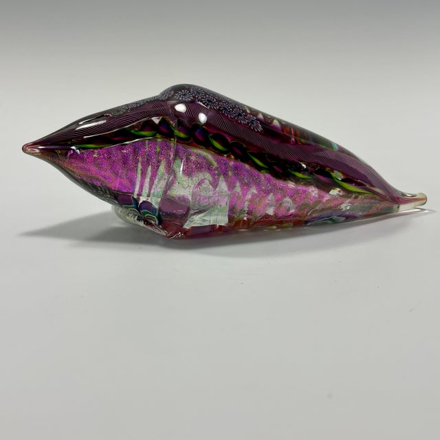 1990s James Novak Colorful Conch Shell Art Glass Paper Weight | Chairish