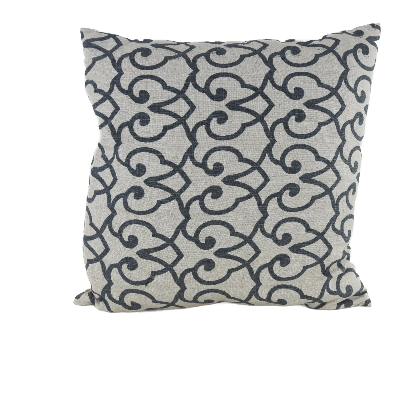 Gray Linen Pillow With Geometric Pattern | Chairish