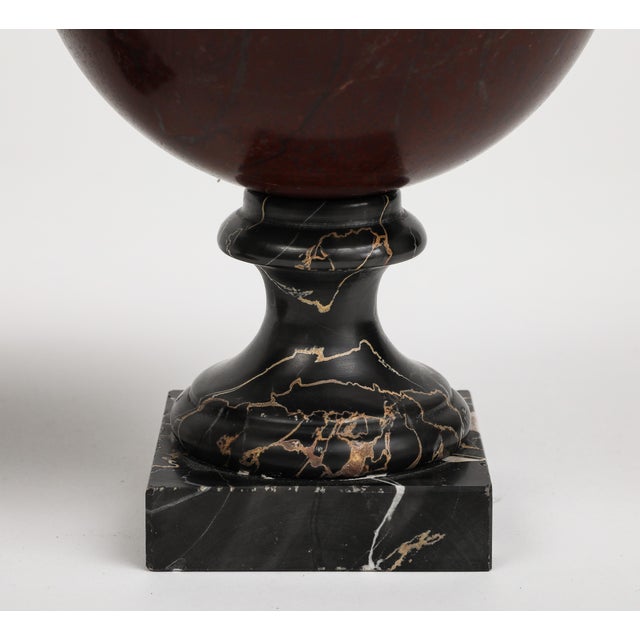 Pair of 19th Century Red Marble Spheres on Black Marble Stands | Chairish