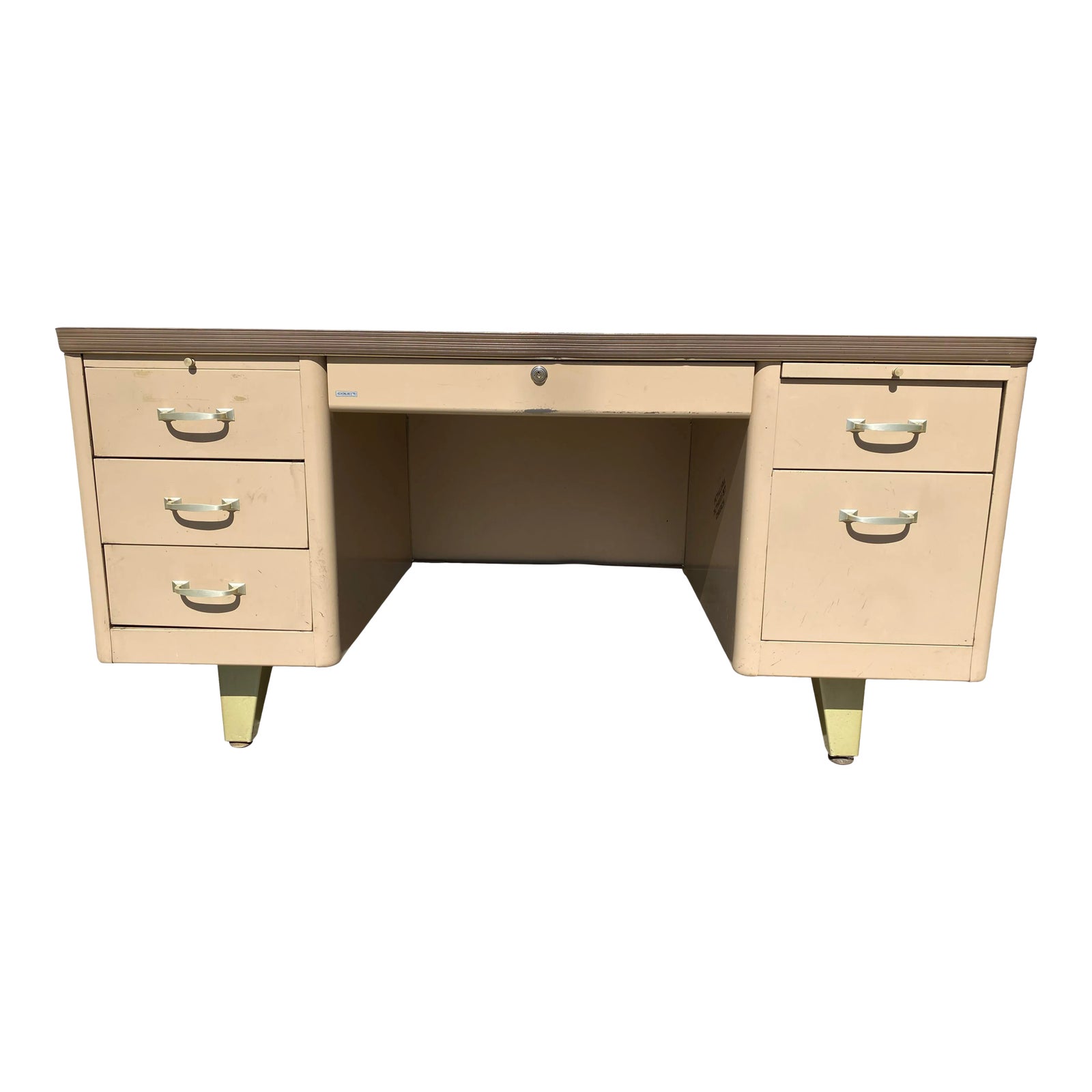 Vintage Cole Steel Mid Century Modern Metal Tanker Desk | Chairish