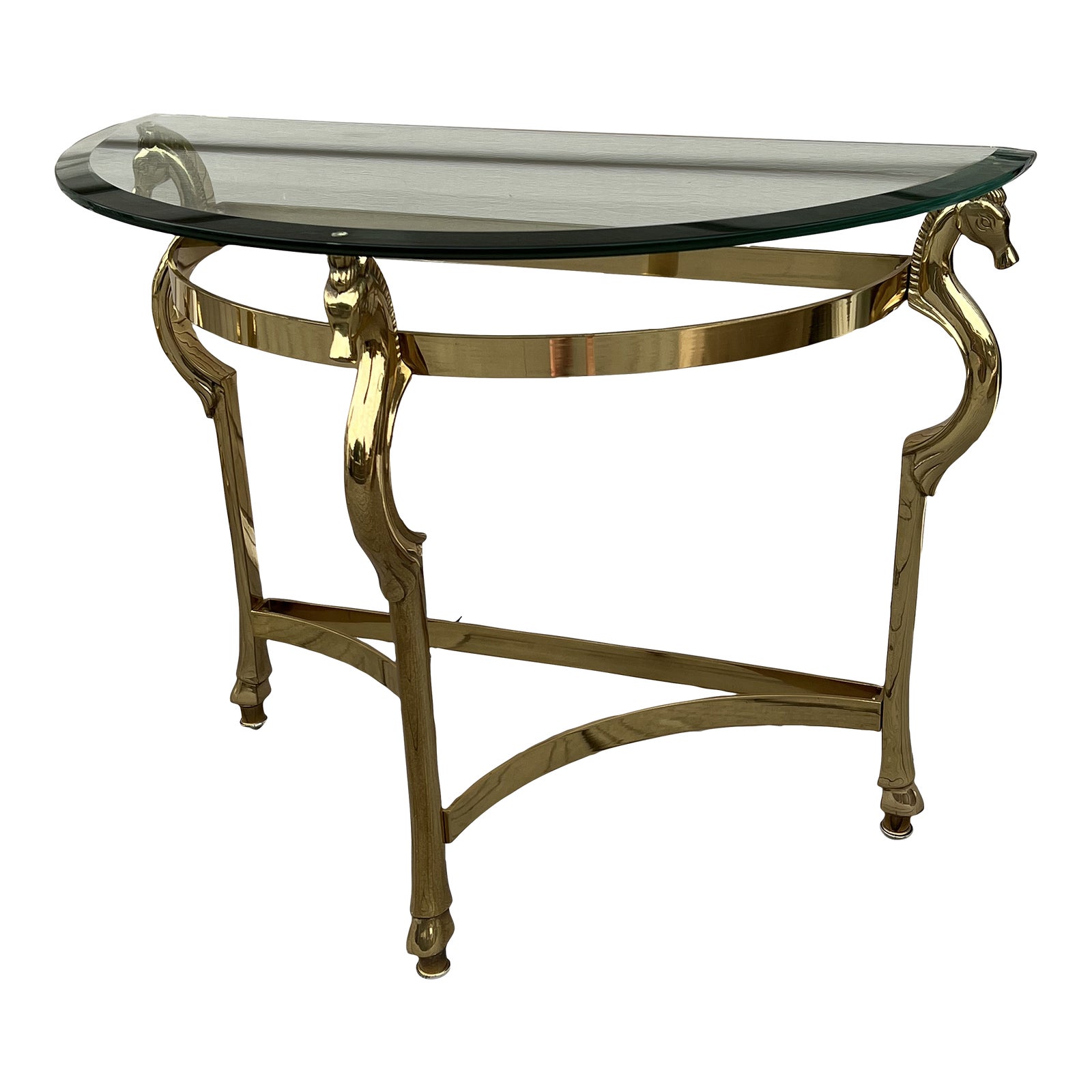 Midcentury French Brass Horse Console Table Base in Maison Charles Attributed to Jansen | Chairish