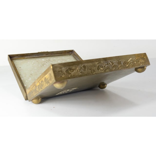 20th Century Chinoiserie Chinese Brass and Soapstone Cigarette Box ...