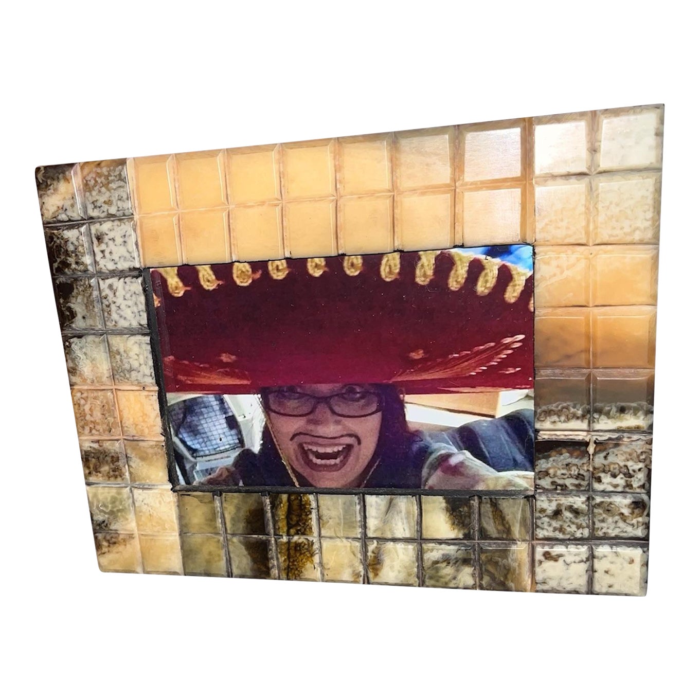 Circa 1990’s Handcrafted Tile Picture Frame | Chairish