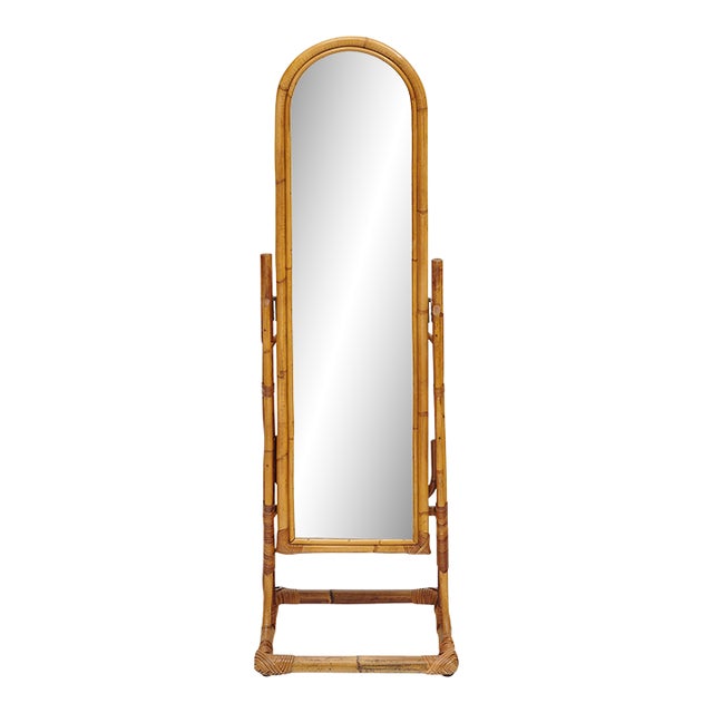 French Vintage Bamboo Mirror | Chairish