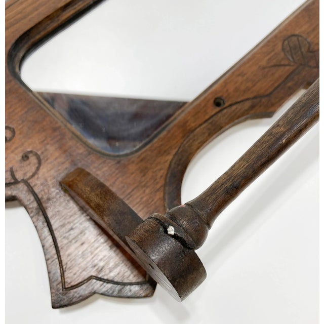 Antique Victorian Wall Mount Shaving Mirror With Towel Rack | Chairish