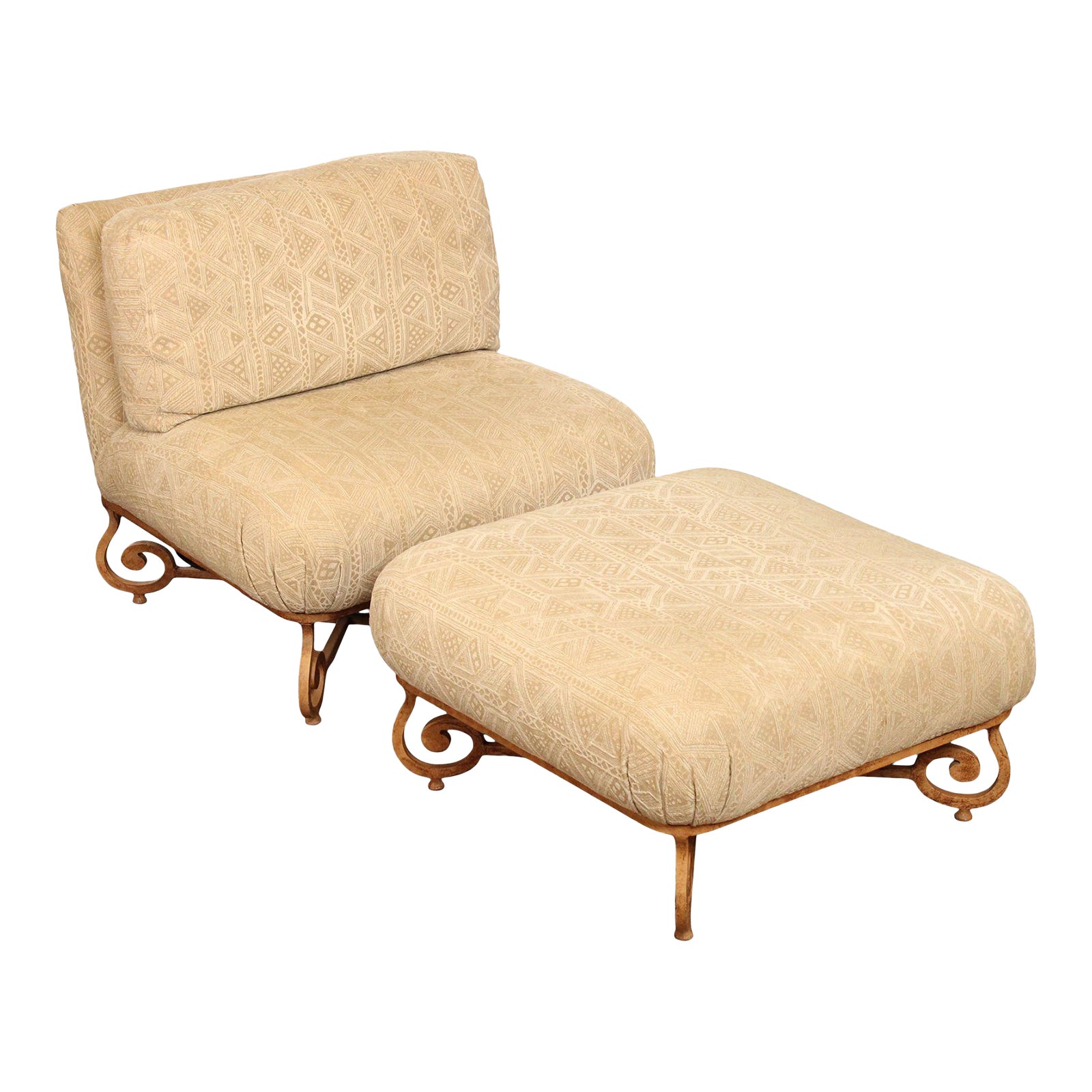 Henredon Hollywood Regency Style Lounge Chair and Ottoman | Chairish