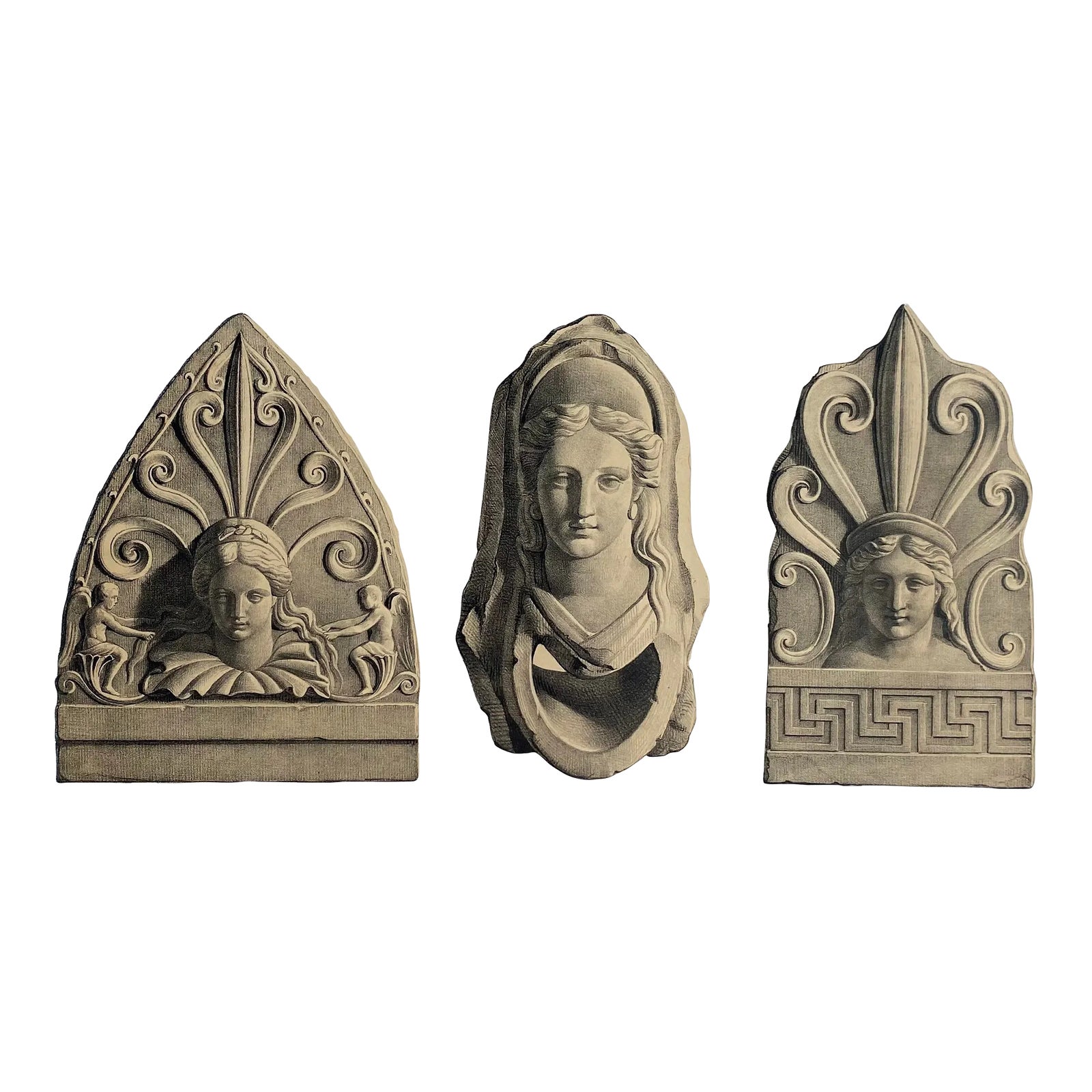 1852 Heads of Venus Architectural Engraving | Chairish