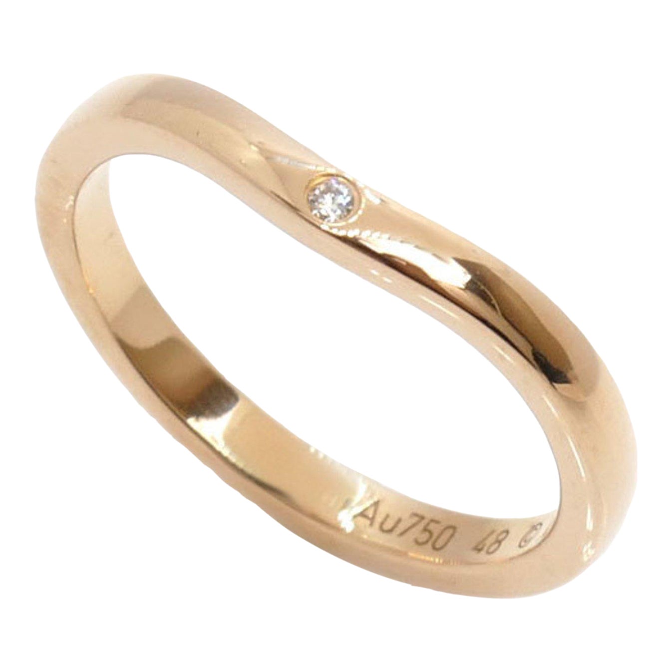 Cartier K18Pg Pink Gold Ballerina Curve Wedding 3P Diamond Ring B4098648 48 2.3G Ladies Size 4.5 ...