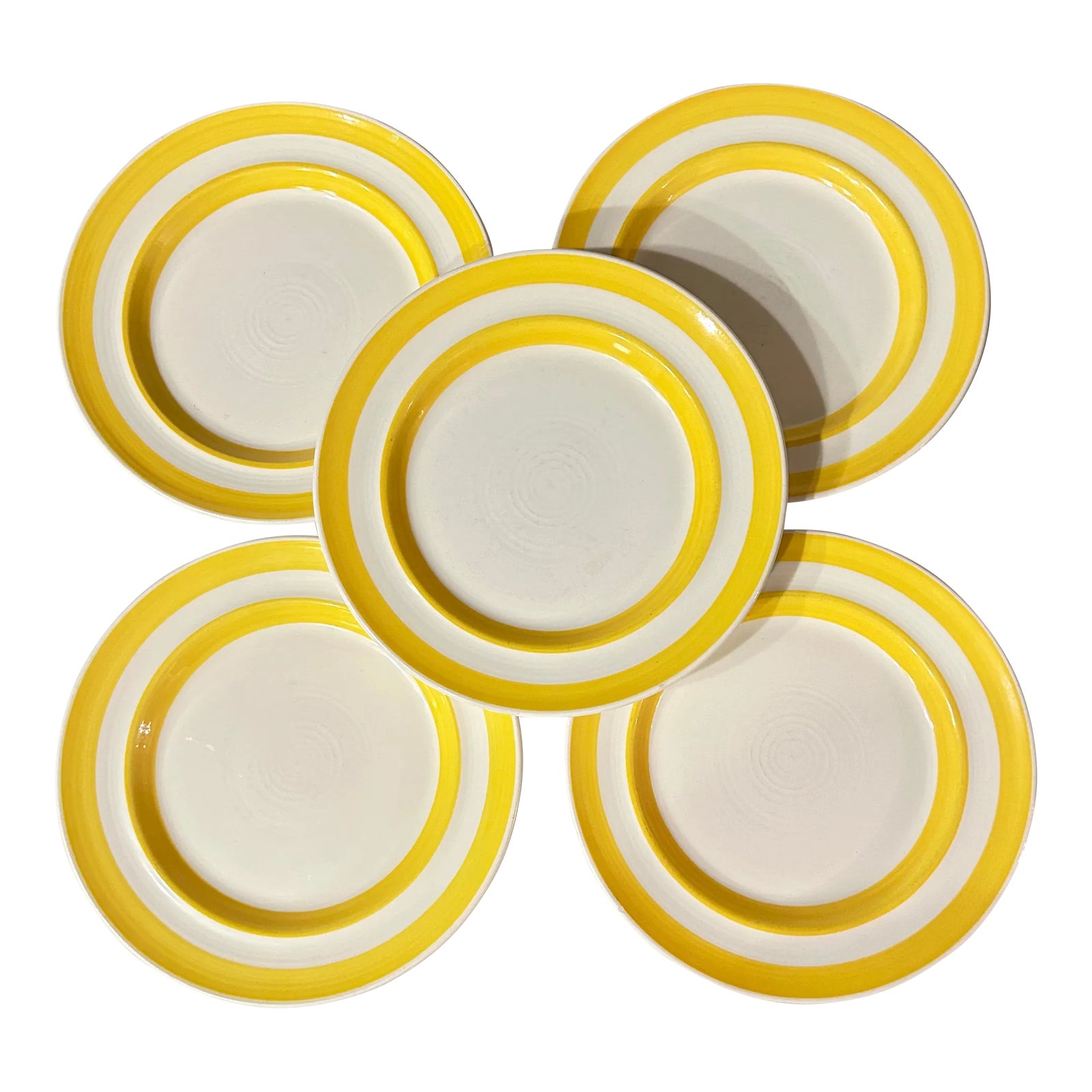 Vintage California Chic Yellow " Colorbands" Stoneware Plates- Set of 5 ...
