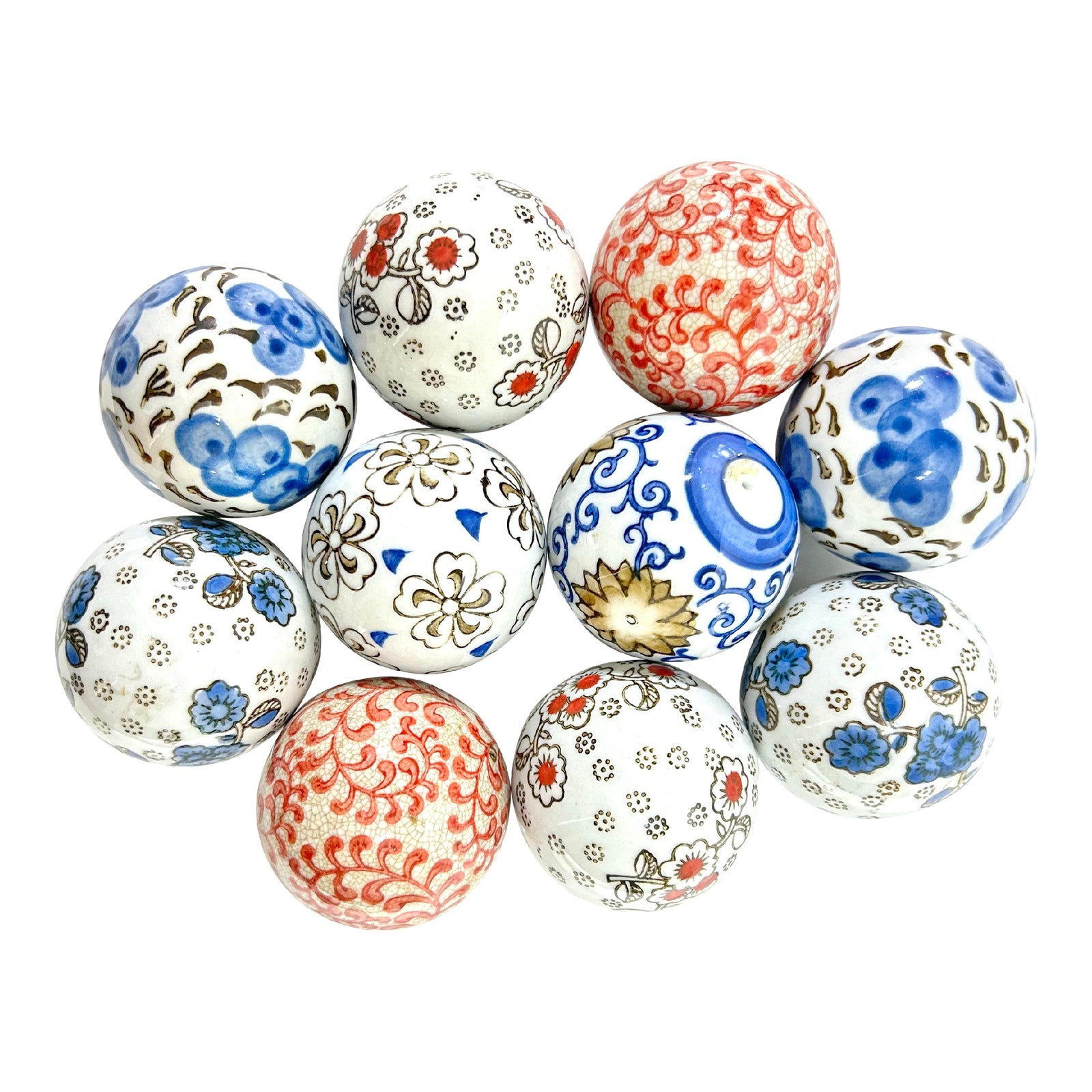 Vintage Porcelain Decorative Ceramic Carpet Balls Set of 10 | Chairish