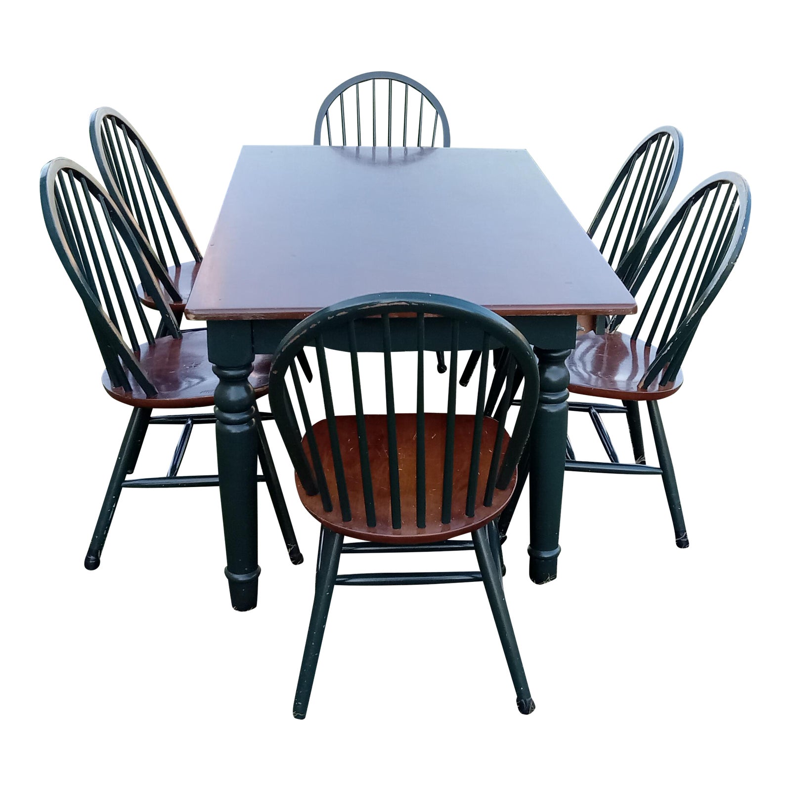 1920s Vintage Farmhouse Dining Table Set of 7 | Chairish