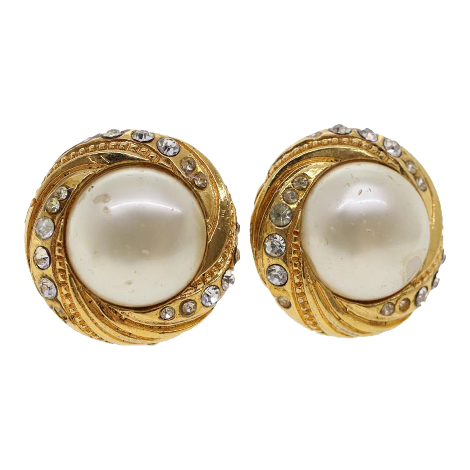 Chanel Earring Gold Tone Cc Auth Ar9890B - 2 Pieces | Chairish