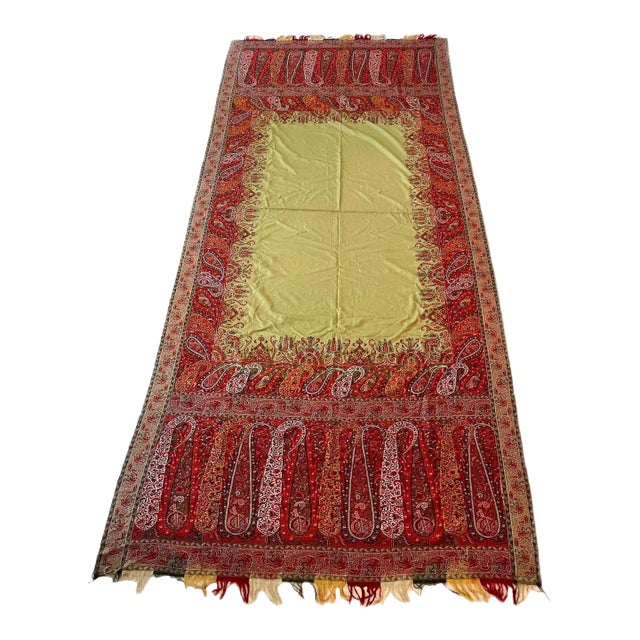 Mid 19th Century Antique Kashmiri Shawl Throw | Chairish