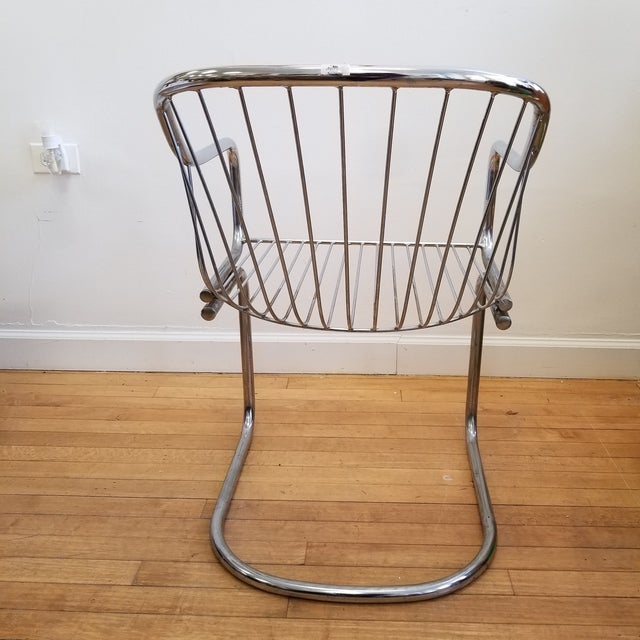 Mid-Century 1970's Chrome Cantilever Tubular Chair With Wire Seat Back ...