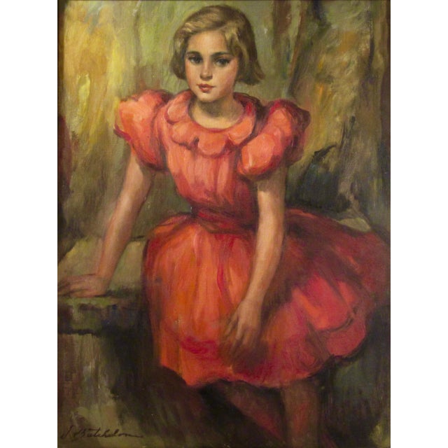 JONATHAN DAVID BATCHELOR Young Girl Sitting on a Bench, 1954 | Chairish