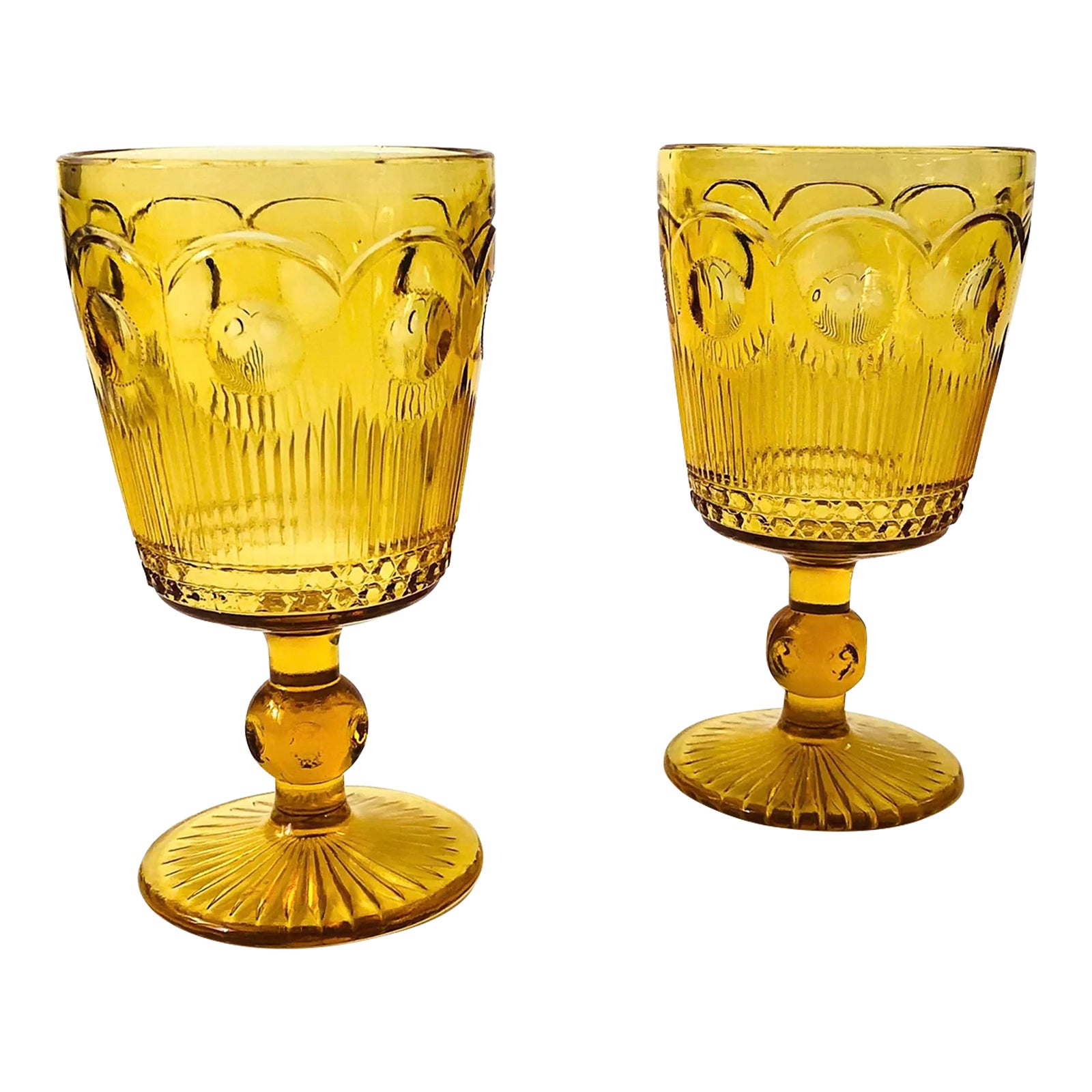 Vintage Amber Goblets - Set of 2 | Chairish