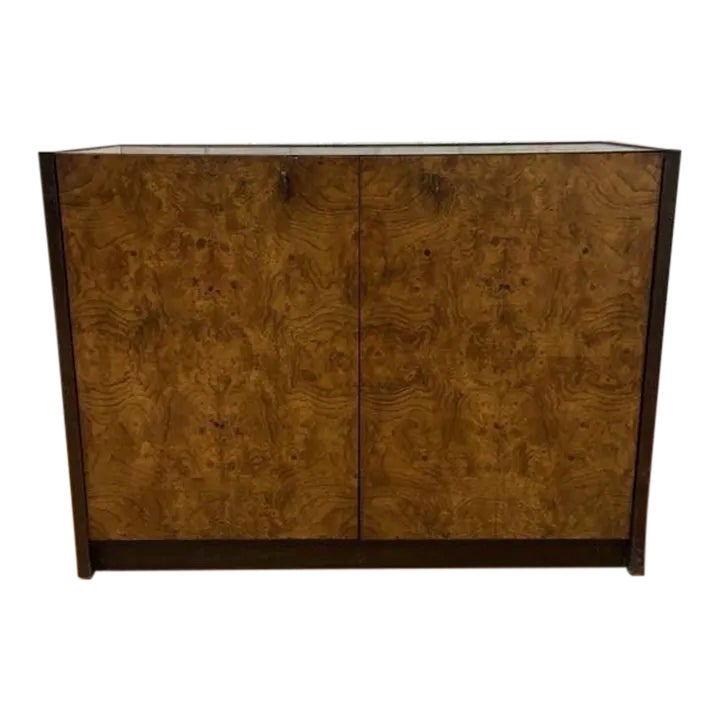 1970s Mid Century Modern Milo Baughman Style Burl Wood Campaign Style 2 ...