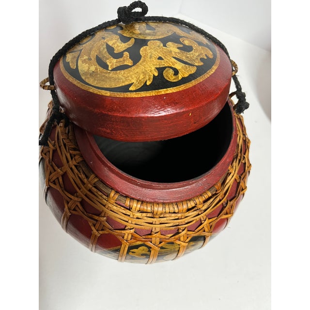 Early 20th Century Burmese Rattan Wrapped Rice Baskets - Set of Two ...