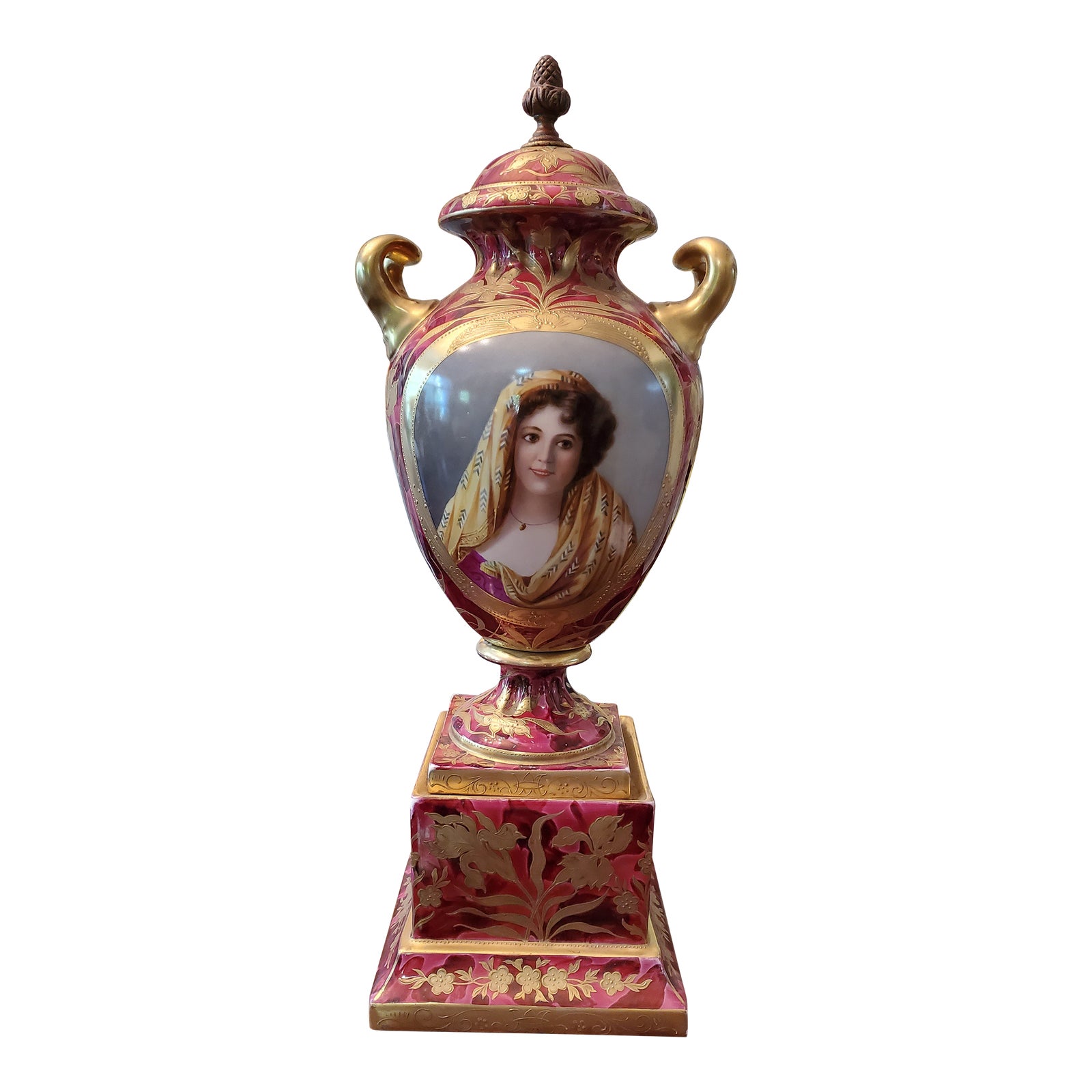 Antique Palace Signed Ruby Gold Royal Vienna Urn | Chairish