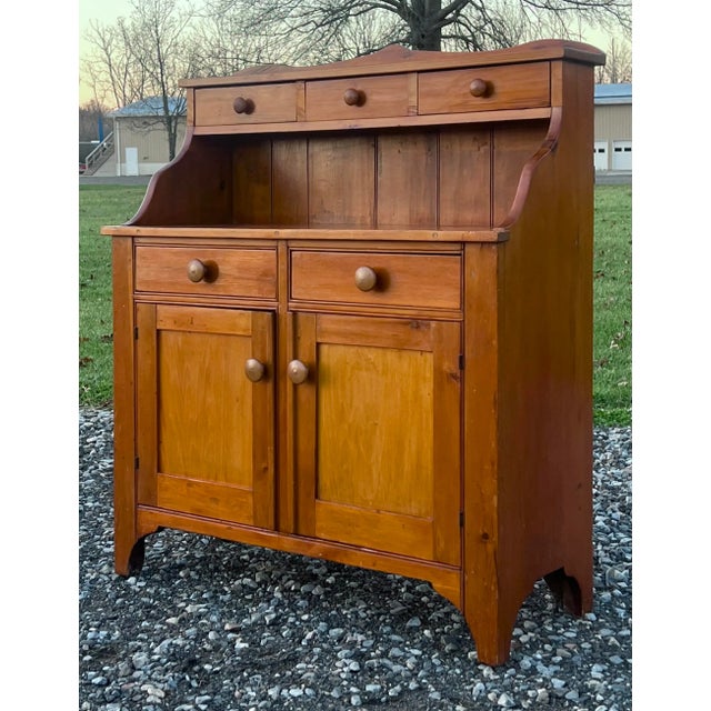 Antique Primitive Pine Bucket Bench With Drawers | Chairish