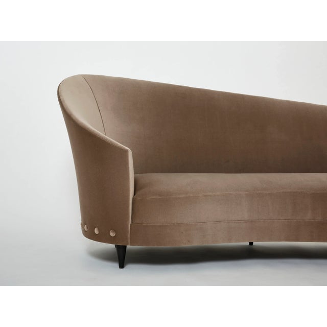 Federico Munari Velvet Rounded Meridienne Sofa 1960s | Chairish