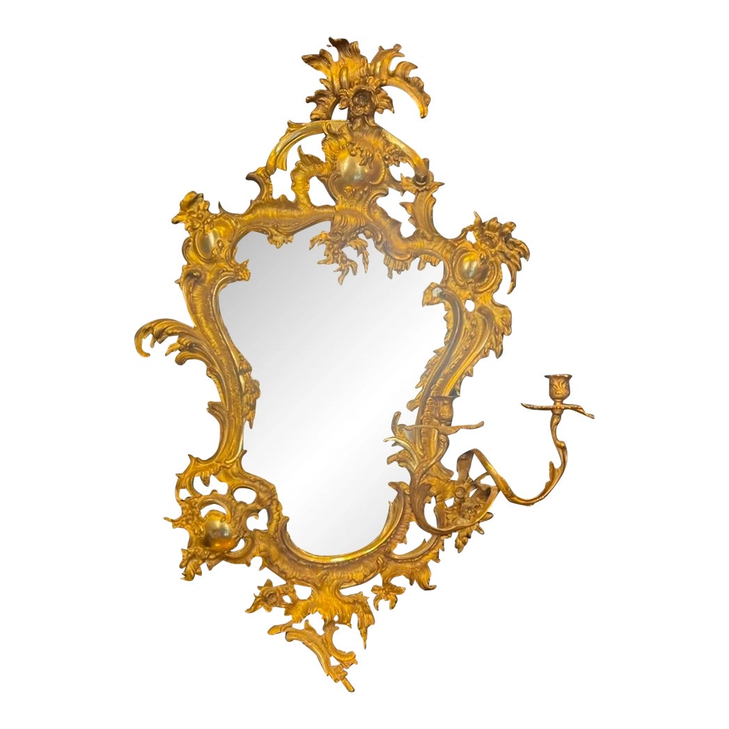 Late 19th Century French Gilt Bronze Mirror in the Rococo Style | Chairish