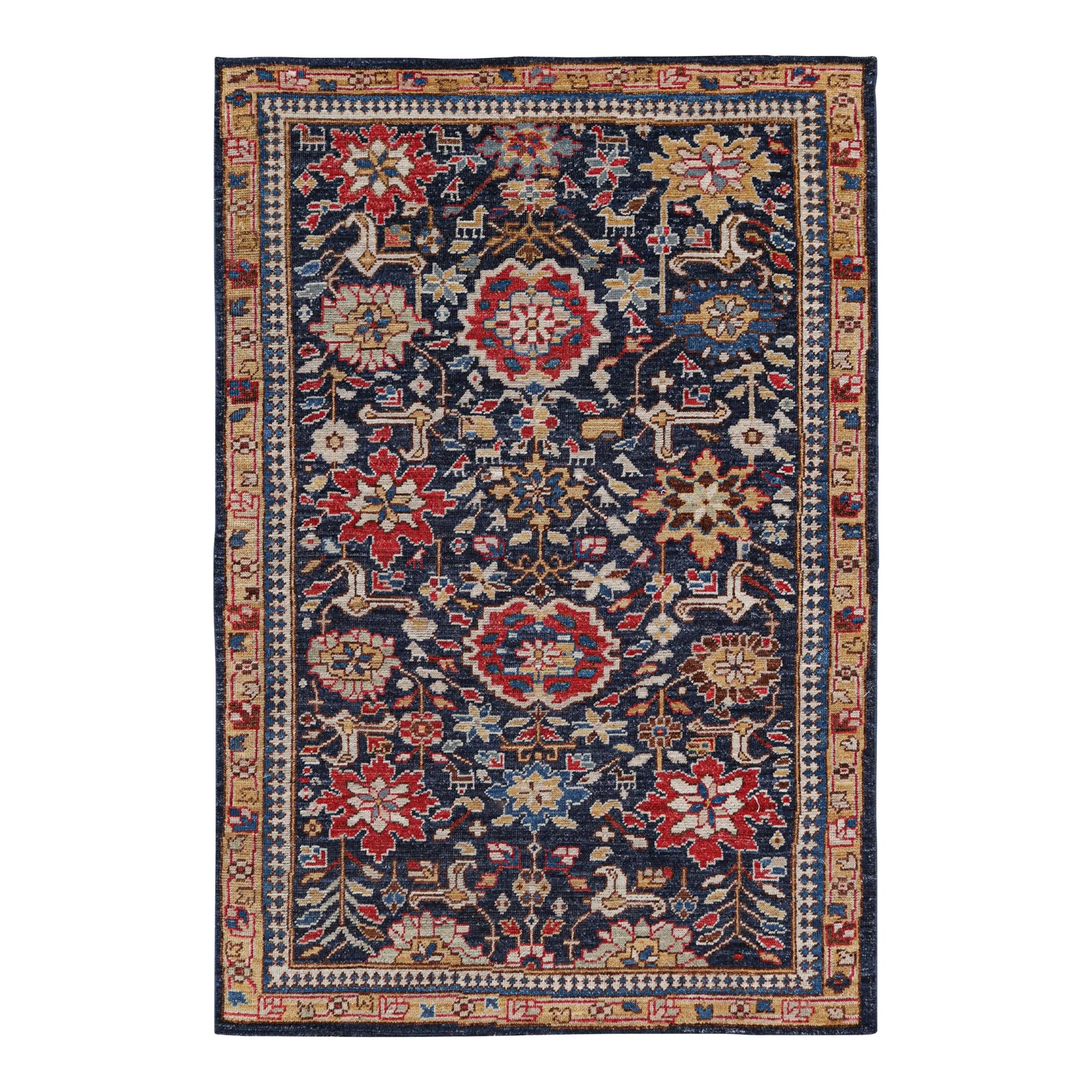 Rug & Kilim’s Caucasian Kuba Style Rug in Blue With Pictorial & Floral ...