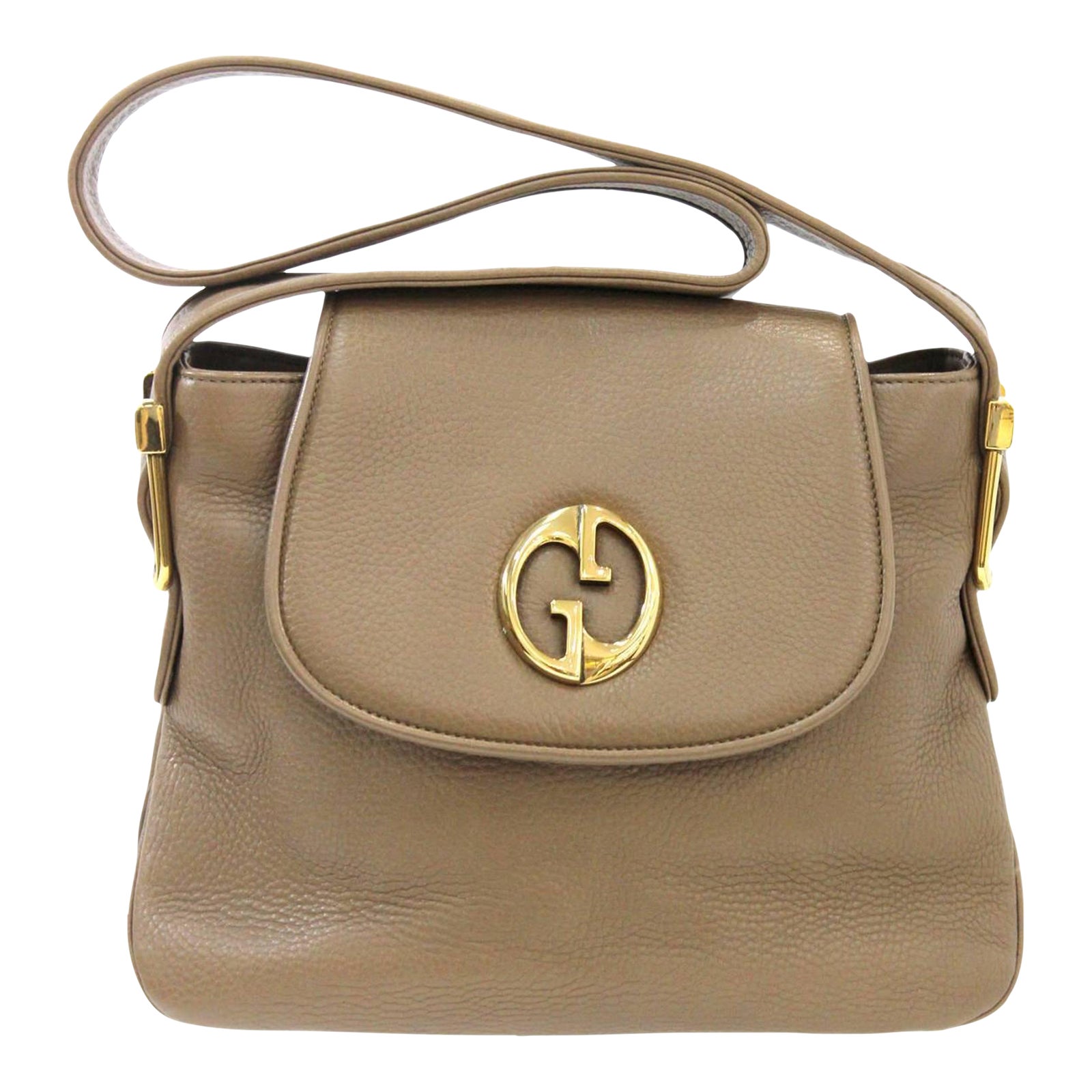 Gucci Double G Leather Shoulder Bag Camel Shop Card Ladies | Chairish