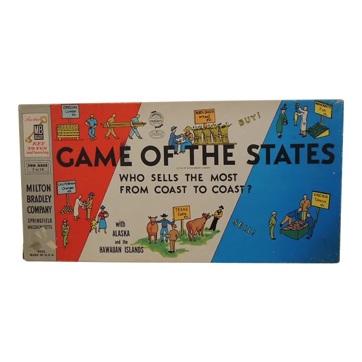 1954 Game of States Board Game by Milton Bradley | Chairish