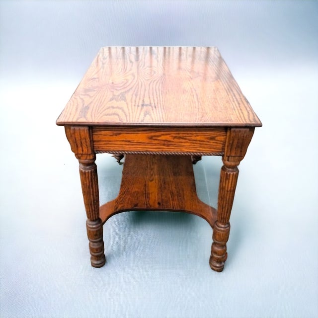 Early 20th Century Antique Oak Single Drawer Library Table | Chairish