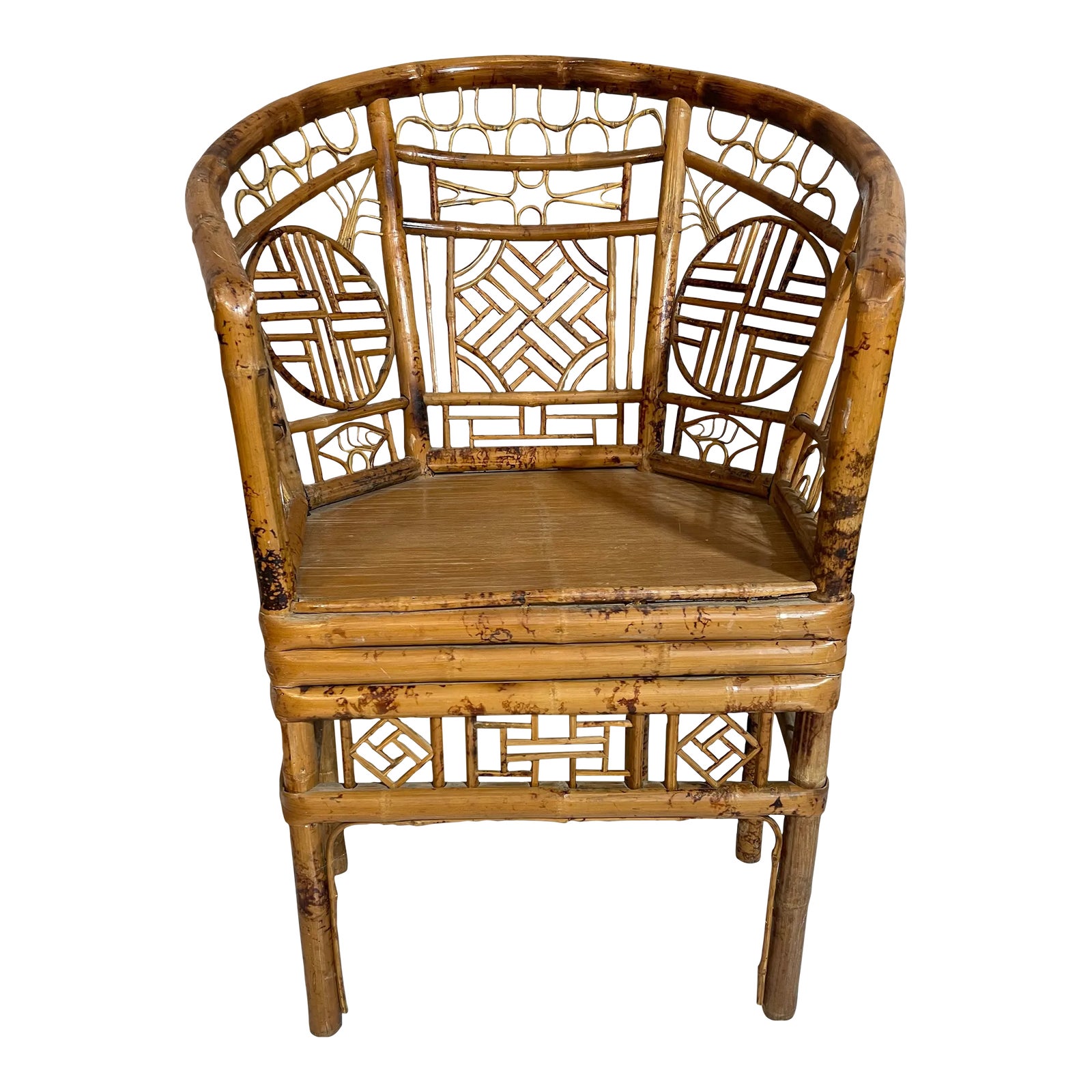 1960s Tortoise Shell Bamboo Imperial Arm Chair | Chairish