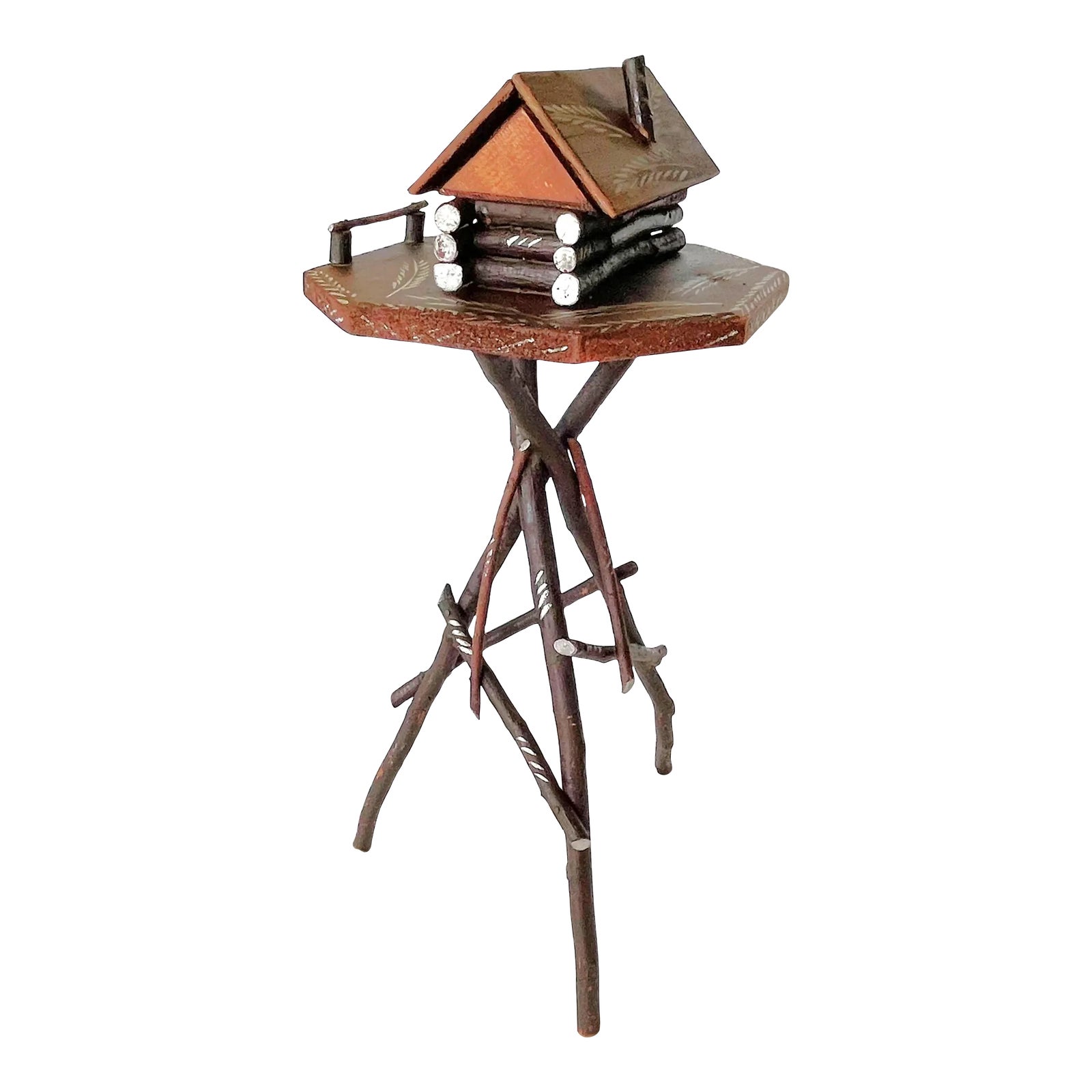Early 20th Century Adirondack Cabin Twig Folk Art Smoke Stand Side ...