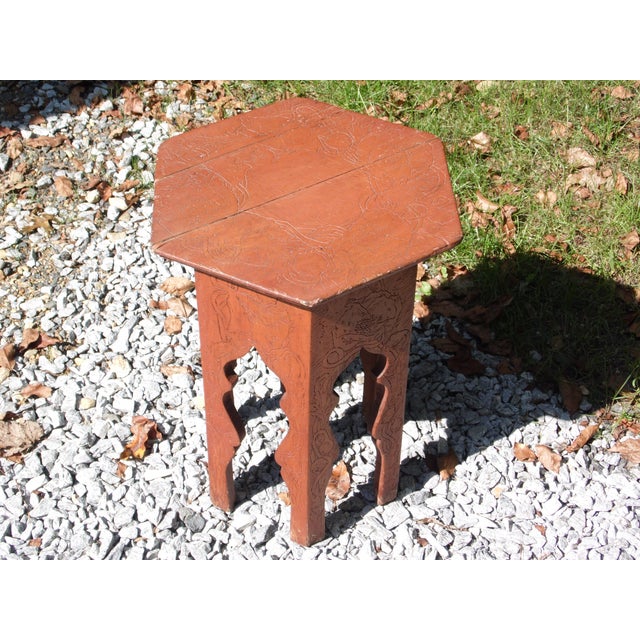Vintage Arts & Crafts Moorish Style Wood Taboret Table Hexagon Plant ...