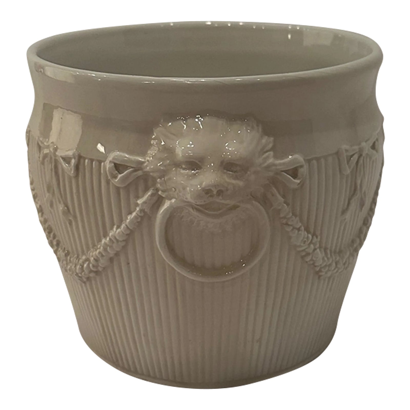 White Italian Ceramic Planter | Chairish