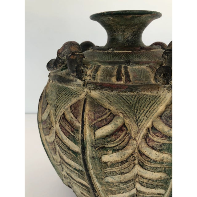 1940's Bass Relief Vase With Botanical Details | Chairish