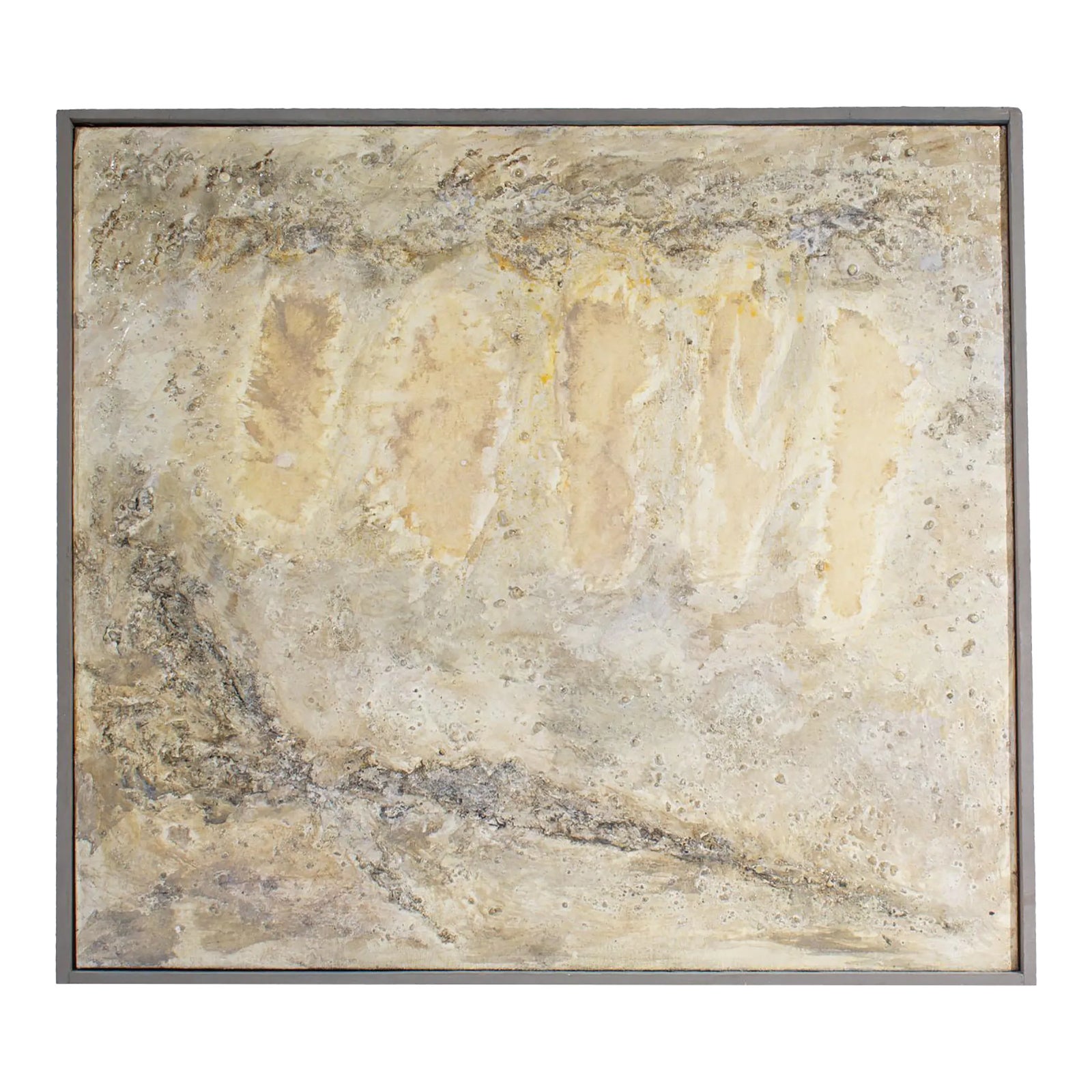 1970 Abstract Mixed Media Painting on Canvas Signed by Artist Barbara ...