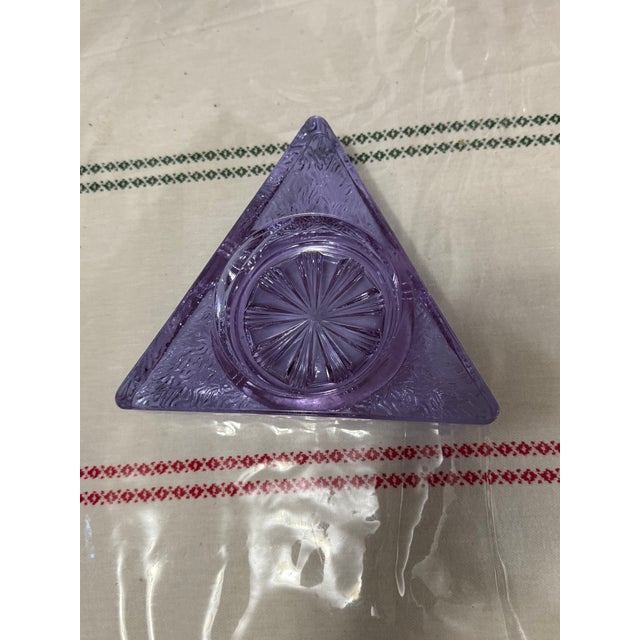 1960s Alexandrite Neodymium Pressed Glass Triangle Ashtray Votive ...