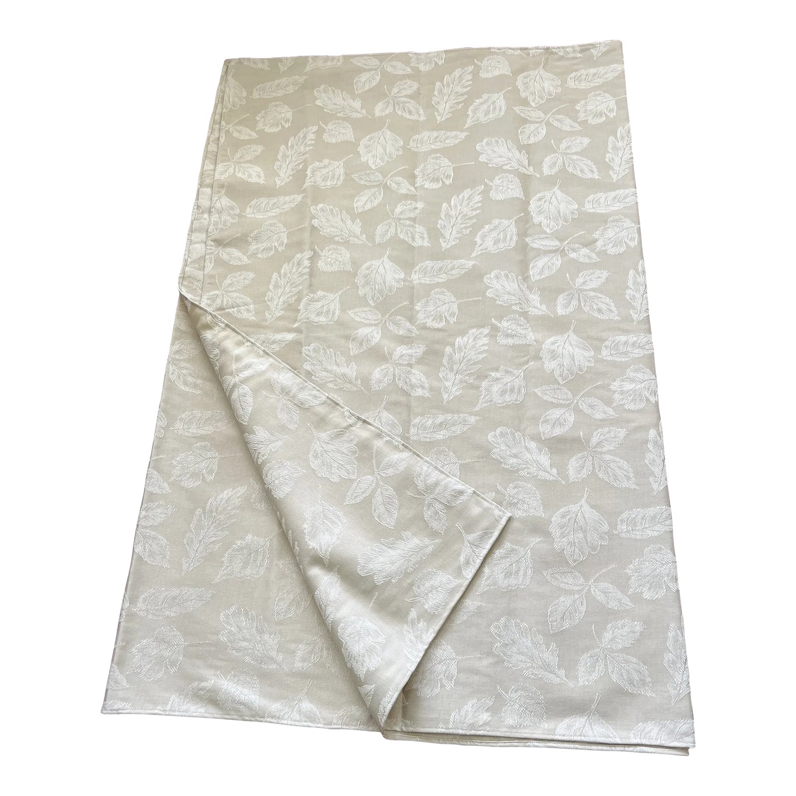 2000s Cream Colored Cotton Banquet Size Leaf Pattern Tablecloth | Chairish